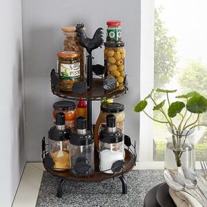 Lazy Susan Organizer, 2 Tier Spice Turntable Organizer, 360 Degree Rotation Condiments Storage Holder Organizer for Kitchen Countertop, Countertopand Cabinet