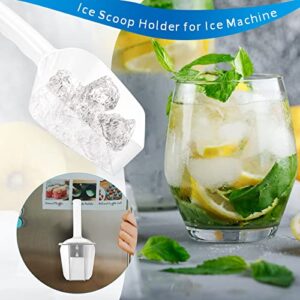 4 Pieces Magnetic Ice Scoop Holder for Side of Fridge Ice Maker Scoop Holder Metal 24 OZ Ice Scoop Clear Plastic Ice Scoop for Ice Machine with Holder for Party Wedding Ice Bucket