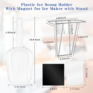 4 Pieces Magnetic Ice Scoop Holder for Side of Fridge Ice Maker Scoop Holder Metal 24 OZ Ice Scoop Clear Plastic Ice Scoop for Ice Machine with Holder for Party Wedding Ice Bucket