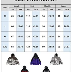 Easyoyo Skeleton Hoodie for Men Women, Gothic Y2K E-Girl Oversize Block Color Hooded Sweatshirt