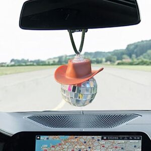 mxkoso disco ball car accessory,car disco ball cowboy hat, disco ball car,cute car disco ball,disco ball necklaces for birthday party accessory, disco car charm (a04)