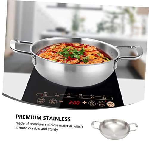 Yardwe 1pc Stainless Steel Soup Pot Stainless Steel Frying Pan Sauce Pan with Lid Korean Cookware Kitchen Deep Fryer Ramen Cooking Pot Metal Serving Platter Stainless Ramen Pot Silver