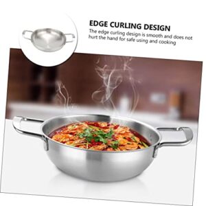 Yardwe 1pc Stainless Steel Soup Pot Stainless Steel Frying Pan Sauce Pan with Lid Korean Cookware Kitchen Deep Fryer Ramen Cooking Pot Metal Serving Platter Stainless Ramen Pot Silver