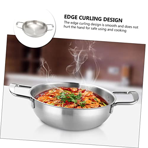 Yardwe 1pc Stainless Steel Soup Pot Stainless Steel Frying Pan Sauce Pan with Lid Korean Cookware Kitchen Deep Fryer Ramen Cooking Pot Metal Serving Platter Stainless Ramen Pot Silver