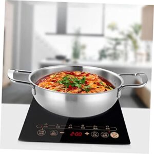 Yardwe 1pc Stainless Steel Soup Pot Stainless Steel Frying Pan Sauce Pan with Lid Korean Cookware Kitchen Deep Fryer Ramen Cooking Pot Metal Serving Platter Stainless Ramen Pot Silver