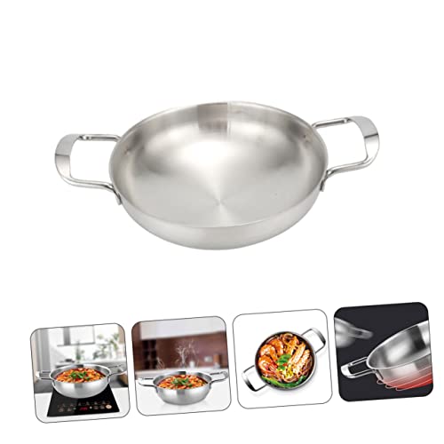 Yardwe 1pc Stainless Steel Soup Pot Stainless Steel Frying Pan Sauce Pan with Lid Korean Cookware Kitchen Deep Fryer Ramen Cooking Pot Metal Serving Platter Stainless Ramen Pot Silver