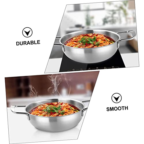 Yardwe 1pc Stainless Steel Soup Pot Stainless Steel Frying Pan Sauce Pan with Lid Korean Cookware Kitchen Deep Fryer Ramen Cooking Pot Metal Serving Platter Stainless Ramen Pot Silver