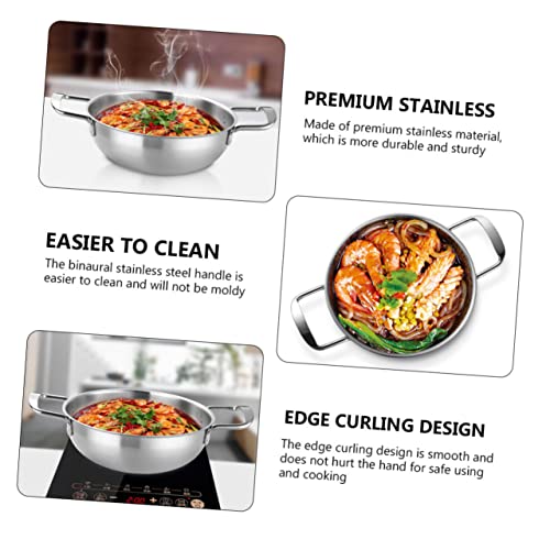 Yardwe 1pc Stainless Steel Soup Pot Stainless Steel Frying Pan Sauce Pan with Lid Korean Cookware Kitchen Deep Fryer Ramen Cooking Pot Metal Serving Platter Stainless Ramen Pot Silver