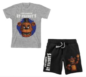 bioworld five nights at freddy's freddy fazbear boy's short sleeve shirt & lounge shorts combo set-xxl