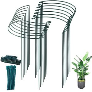 howise 14 pack tall plant support stakes, 10" wide x 24" high metal peony cages and supports rings, plant stakes for outdoor indoor plants, tomato, hydrangea, flower garden plant support