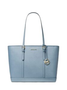 michael kors jet set travel large logo tote bag (pale blue)