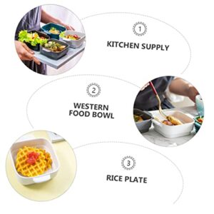 FELTECHELECTR 1pc Ceramic Bakeware Decorative Tray Mini Loaf Baking Pans Food Trays Pie Plate Grill Plate Pottery Baking Plate Rice Bowl Kitchen Supply Vegetable Tray Bread White Ceramics Mold