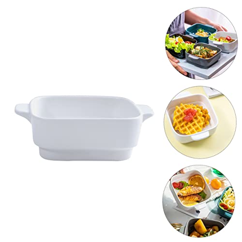 FELTECHELECTR 1pc Ceramic Bakeware Decorative Tray Mini Loaf Baking Pans Food Trays Pie Plate Grill Plate Pottery Baking Plate Rice Bowl Kitchen Supply Vegetable Tray Bread White Ceramics Mold