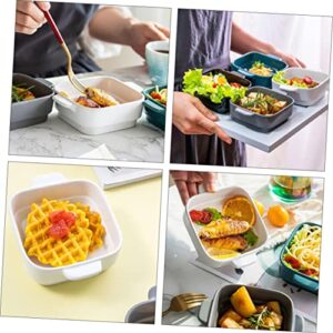 FELTECHELECTR 1pc Ceramic Bakeware Decorative Tray Mini Loaf Baking Pans Food Trays Pie Plate Grill Plate Pottery Baking Plate Rice Bowl Kitchen Supply Vegetable Tray Bread White Ceramics Mold