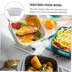 FELTECHELECTR 1pc Ceramic Bakeware Decorative Tray Mini Loaf Baking Pans Food Trays Pie Plate Grill Plate Pottery Baking Plate Rice Bowl Kitchen Supply Vegetable Tray Bread White Ceramics Mold