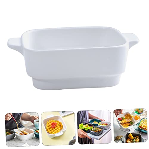 FELTECHELECTR 1pc Ceramic Bakeware Decorative Tray Mini Loaf Baking Pans Food Trays Pie Plate Grill Plate Pottery Baking Plate Rice Bowl Kitchen Supply Vegetable Tray Bread White Ceramics Mold