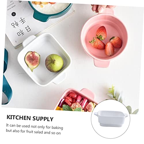 FELTECHELECTR 1pc Ceramic Bakeware Decorative Tray Mini Loaf Baking Pans Food Trays Pie Plate Grill Plate Pottery Baking Plate Rice Bowl Kitchen Supply Vegetable Tray Bread White Ceramics Mold