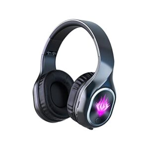 5.2 bluetooth headphones over-ear, wireless gaming headset, luminous dual mode headphones, lightweight head-mounted wireless headphones with hifi stereo, led light, cool stuff (black)