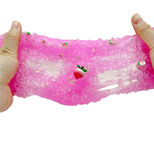 SBRBANNC 2pcs Rice Cruchy Slime,Glimmer Slime with Glue,Super Soft & Non-Sticky,Educational Stress Relief Toy,Birthday Gifts for Girl and Boys.