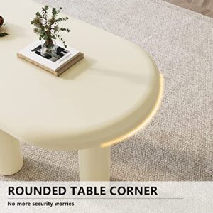 QEZEOM Simple Dining Table Oval Dining Table Cream Style Dining Table for 4 People Modern Fashion Cartoon Indoor Kitchen Furniture 62.99×31.49×29.52" White