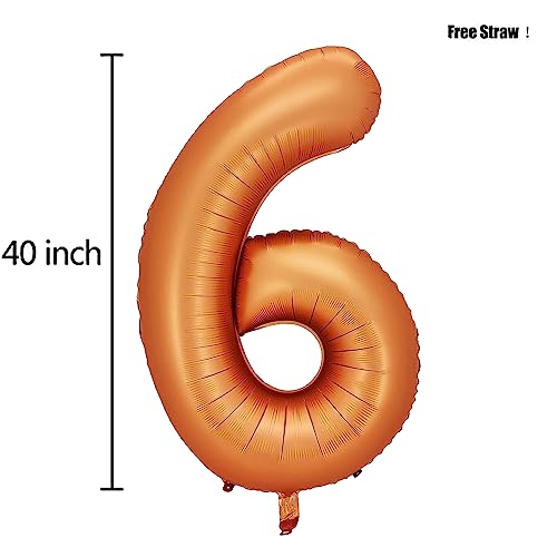 40 In Orange Number 6 Balloons Helium Aluminum Foil Film Balloon Wedding Anniversary Party Decors Digital Balloons