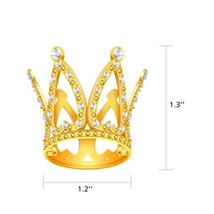 16 PCS Mini Crown Cake Topper Princess Tiara Crown Cupcake Toppers Queen Rhinestone Headpiece for Royal Theme Wedding Baby Shower Bridal Shower Birthday Party Cake Decor(Gold)