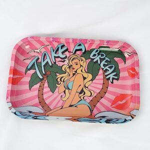 Pink Metal Rolling Tray, Cigarette Tray, Weed Tray, Rolling Smoking Accessories, Pretty Girl Pink West Coast Vibe, 11" X 7" Inch