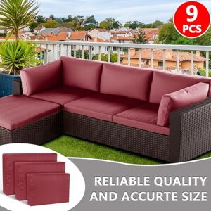 SUSIE'S GARDEN 9p Patio Cushion Covers Outdoor Patio Cushions Covers Replacement Waterproof with Zipper for 5 Pcs Patio Furniture Set, Slipcovers for Outdoor Cushions Red, Covers Only