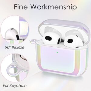 VISOOM for Apple Airpods 3 Cases - Hard AirPods 3rd Generation Case Cover Women, Lasher PC Protective Airpods Case 3rd Gen with Keychain for iPods 3rd Wireless Charging Case, Colorful iPods 3 Cover