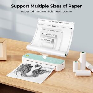 MUNBYN Portable Printer ITP01, Bluetooth Thermal Printer for Travel, Support 8.5x11 US Letter & A4 Paper, Compatible with Android and iOS Phone & Laptop, Inkless Printer for Mobile Office(Green)