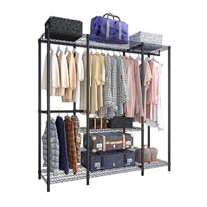 serxis heavy duty clothes rack for hanging clothes,metal garment rack,freestanding clothing rack,adjustable custom closet rack,55" l x 15.7" w x 75.4" h, max load 800lbs,black,