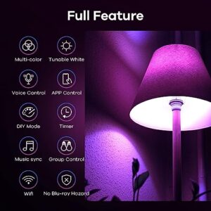 Linkind Matter WiFi Smart Light Bulbs Work with Apple Home, Siri, Google Home, Alexa, SmartThings, RGBTW Color Changing Light Bulbs Music Sync, Mood Lighting, 2.4Ghz WiFi Only A19 E26 60W 800LM 3 Pack