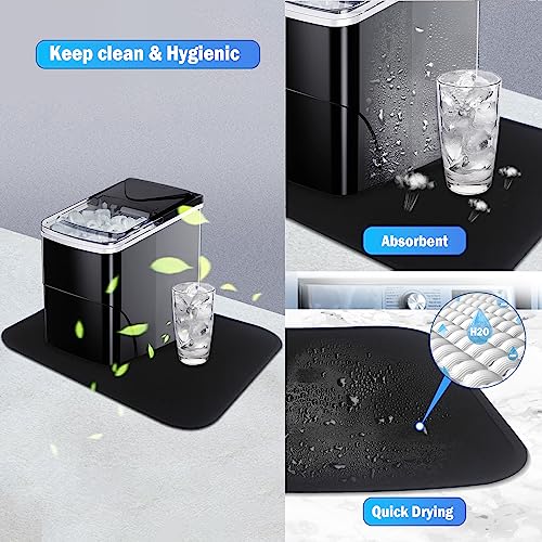 Sliding Mat for Ice Makers Countertop Mat, Absorbent Dish Drying Mat for Kitchen Counter, Ice Makers Accessories Fit Under Ice Maker, Neat, and Clean, Black