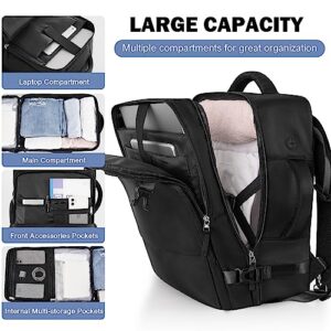 Rinlist Backpack for Men Women, Black Backpack for Traveling on Airplane, Weekender Carry on Backpack Casual Daypack for Hiking Gym Business Work College, Anti-theft Backpack Purse