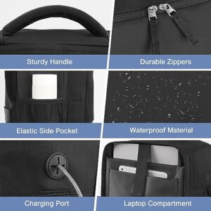 Rinlist Backpack for Men Women, Black Backpack for Traveling on Airplane, Weekender Carry on Backpack Casual Daypack for Hiking Gym Business Work College, Anti-theft Backpack Purse