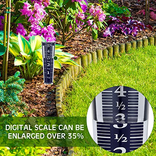 Kanayu 4 Pcs 5 Inch Capacity Outdoor Rain Gauge with Tube Brush Easy to Read Magnifying Scale and Numbers Digital Rain Gauge Plastic Blue Rain Measure Gauge for Garden Yard Field