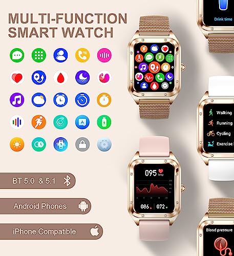 Iaret Smart Watch for Women (Call Receive Dial), Smart Watches for Android iOS Phones Smartwatch with AI Voice Control Heart Rate Sleep Monitor Pedometer Waterproof Activity Tracker