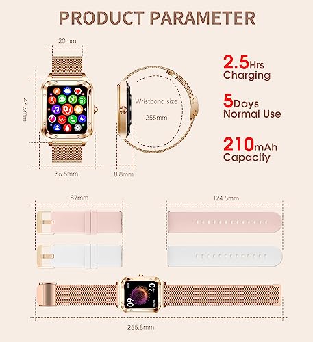 Iaret Smart Watch for Women (Call Receive Dial), Smart Watches for Android iOS Phones Smartwatch with AI Voice Control Heart Rate Sleep Monitor Pedometer Waterproof Activity Tracker