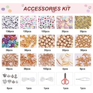 QUEFE 10560pcs 132 Colors Clay Beads Kit for Jewelry Making, Polymer Clay Beads with Charms for Bracelet Making and Gifts, Craft Set for Girls 8-12