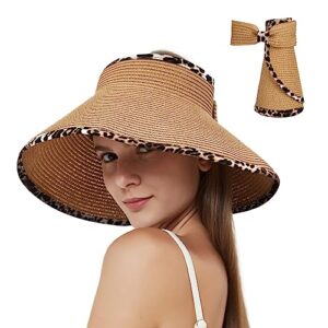 maylisacc sun visors hats for women wide brim straw sun uv protection beach hats foldable floppy hats for women travel