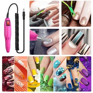 Professional Electric Nail Drill Machine Nail Clippers Set Nail Filer Electric and Nail Cutter for Acrylic Gel Nails Nails File Manicure Set with 206 PCS Sanding Bands Work for Home and Salon (Pink)