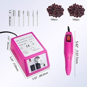 Professional Electric Nail Drill Machine Nail Clippers Set Nail Filer Electric and Nail Cutter for Acrylic Gel Nails Nails File Manicure Set with 206 PCS Sanding Bands Work for Home and Salon (Pink)