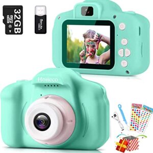 Hoiicco Kids Camera, Children Digital Video Camera for Toddler, Christmas Birthday Gift for Boys and Girls, Toy Camera for 3-12 Year Old Kids with 32GB Card, Reader Card, Stickers (Green)