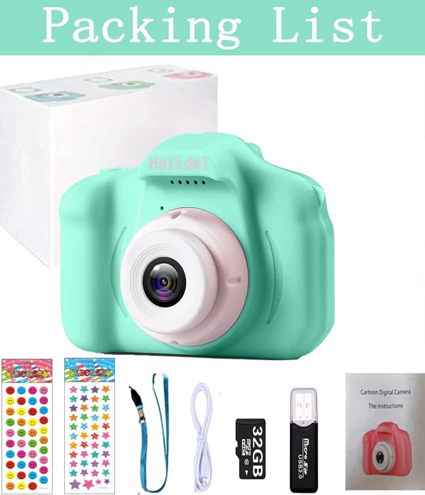 Hoiicco Kids Camera, Children Digital Video Camera for Toddler, Christmas Birthday Gift for Boys and Girls, Toy Camera for 3-12 Year Old Kids with 32GB Card, Reader Card, Stickers (Green)