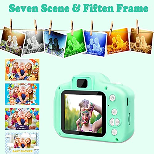 Hoiicco Kids Camera, Children Digital Video Camera for Toddler, Christmas Birthday Gift for Boys and Girls, Toy Camera for 3-12 Year Old Kids with 32GB Card, Reader Card, Stickers (Green)