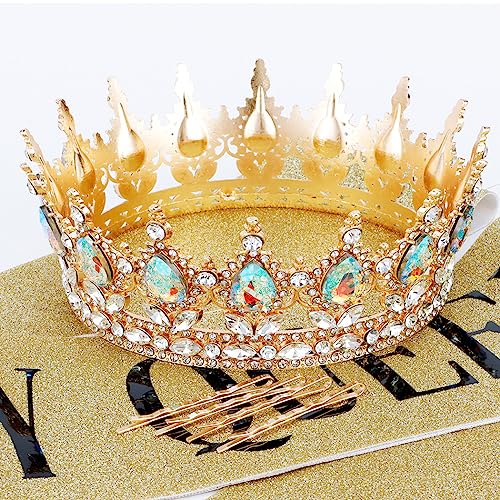 COCIDE BIRTHDAY QUEEN Sashes and Crowns for Women Birthday Sashes and Tiaras for Women Gold Sash and Tiara for Women Birthday Decoration Kit Rhinestone Headband for Girls Glitter Crystal Hair Accessories for Party