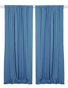 sherway 2 panels 4.8 feet x 10 feet dusty blue photography backdrop drapes, thick blue polyester window curtain for wedding party ceremony stage decoration