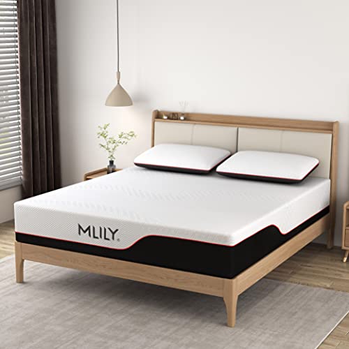 MLILY 12 Inch Cal King Mattress, Manchester United Memory Foam Medium Plush Mattress in a Box, Charcoal Gel Cooling Bamboo Mattress, CertiPUR-US Certified Made in USA, 72”x84”x12” White