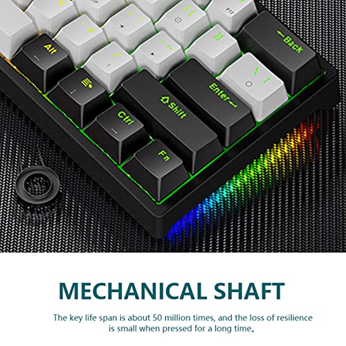 60% Wireless Mechanical Keyboard 61 Keys Mini Gaming Keyboard with Blue Switches for Computer Portable Light up Keyboard Desk Gaming Accessories Cool Stuff Gifts for Teenage Boys Men Women (White)