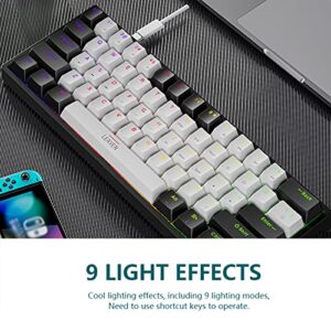 60% Wireless Mechanical Keyboard 61 Keys Mini Gaming Keyboard with Blue Switches for Computer Portable Light up Keyboard Desk Gaming Accessories Cool Stuff Gifts for Teenage Boys Men Women (White)